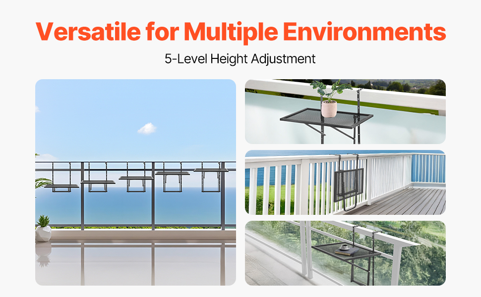 Balcony Hanging Table 19 x 24 in Outdoor Metal Patio Railing Table ...
