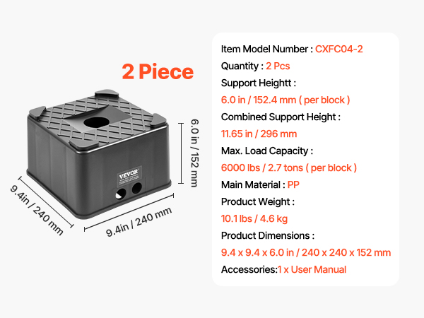 Trailer Jack Blocks 2Pcs 6" High 6000lbs RV Leveling Blocks for 5th ...