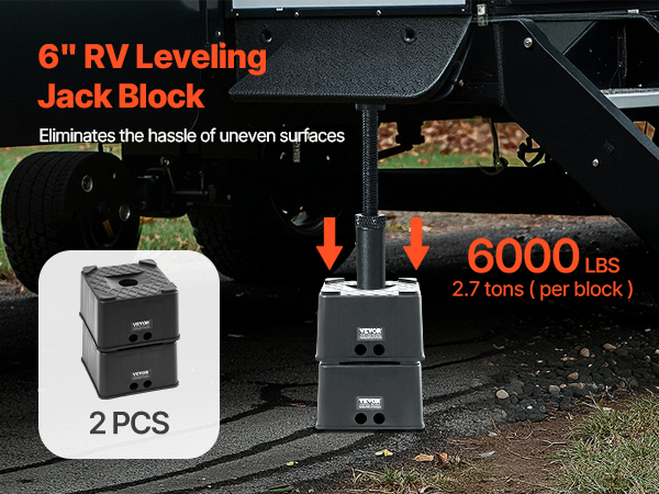 Trailer Jack Blocks 2Pcs 6" High 6000lbs RV Leveling Blocks for 5th ...