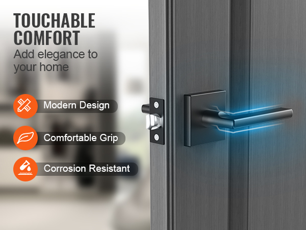 VEVOR Passage Door Handle, 6 Pack Matte Black Door Lever, Left or Right ...