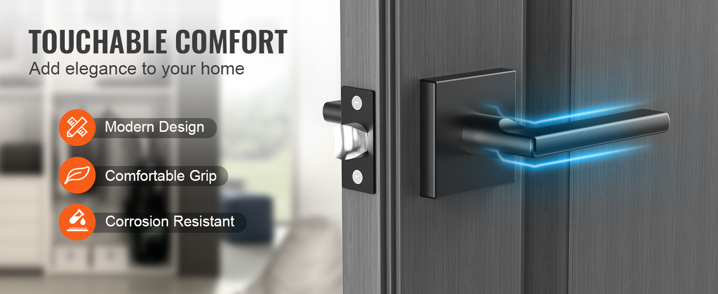 VEVOR Passage Door Handle, 6 Pack Matte Black Door Lever, Left or Right ...