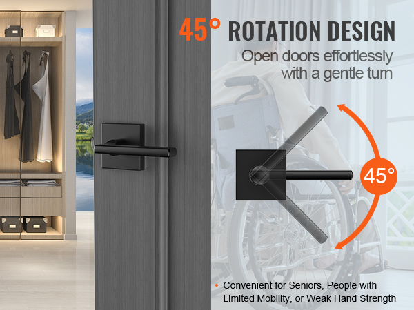 VEVOR Passage Door Handle, 6 Pack Matte Black Door Lever, Left or Right ...