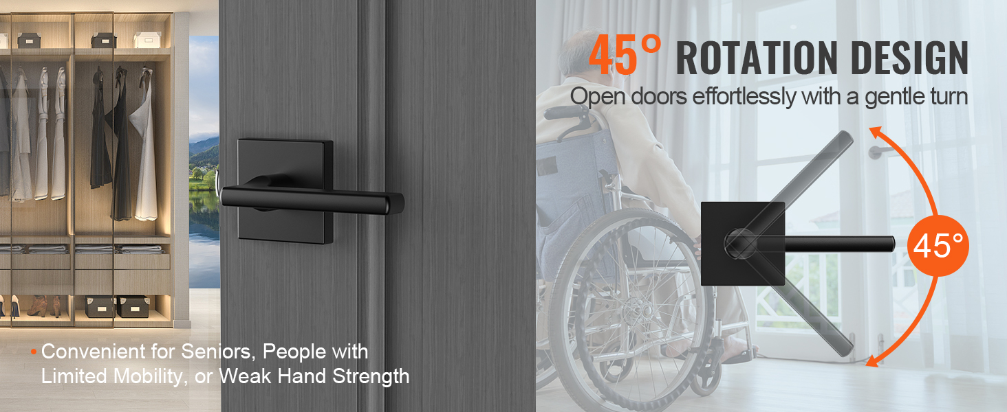 VEVOR Passage Door Handle, 6 Pack Matte Black Door Lever, Left or Right ...