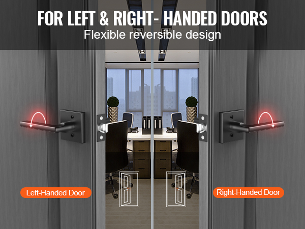 VEVOR Passage Door Handle, 6 Pack Matte Black Door Lever, Left or Right ...