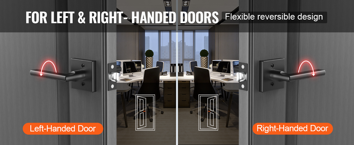 VEVOR Passage Door Handle, 6 Pack Matte Black Door Lever, Left or Right ...