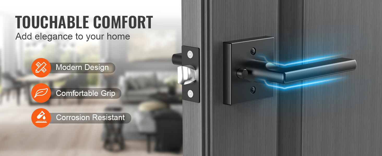 VEVOR Privacy Door Handle, 1 Pack Matte Black Door Lever, Left or Right ...