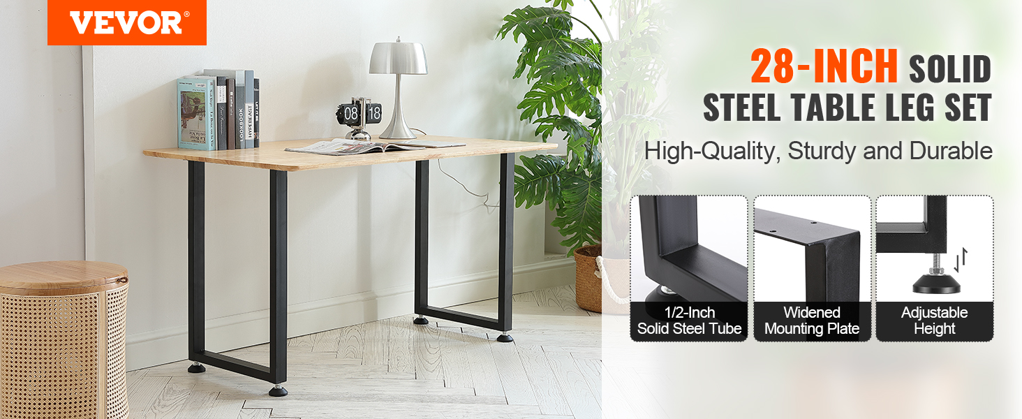 VEVOR 28 Inch Adjustable Furniture Legs, Square Reinforced Steel Office ...