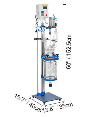 VEVOR Jacketed Reactor 5L Laboratory Glass Reactor, Jacketed Glass ...