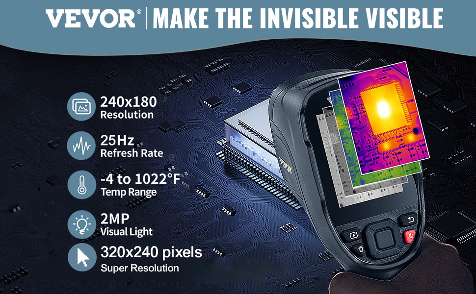 VEVOR Thermal Imaging Camera, 240x180 IR Resolution with 2MP Visual ...