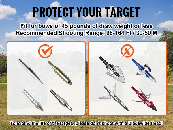 VEVOR Archery Target, 16"x18" All-side Shotting Archery Arrow Target ...