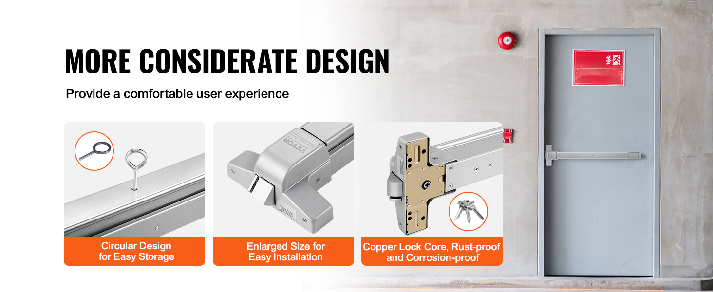 VEVOR Push Bar Door Locks, Carbon Steel Panic Bars for Exit Doors, with ...