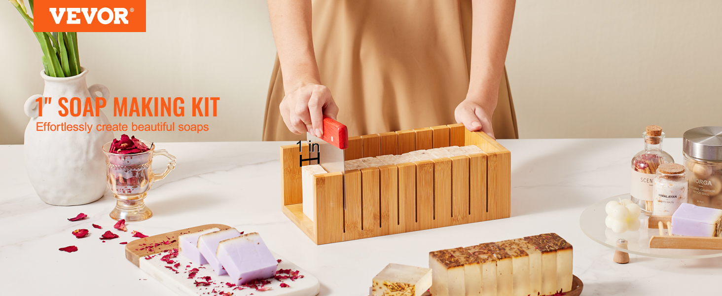 VEVOR Soap Making Kit, Bamboo Cutting Box and Inner Box with Silicone ...