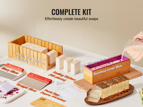 VEVOR Soap Making Kit, Bamboo Cutting Box and Inner Box with Silicone ...