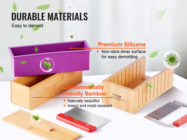 VEVOR Soap Making Kit, Bamboo Cutting Box and Inner Box with Silicone ...