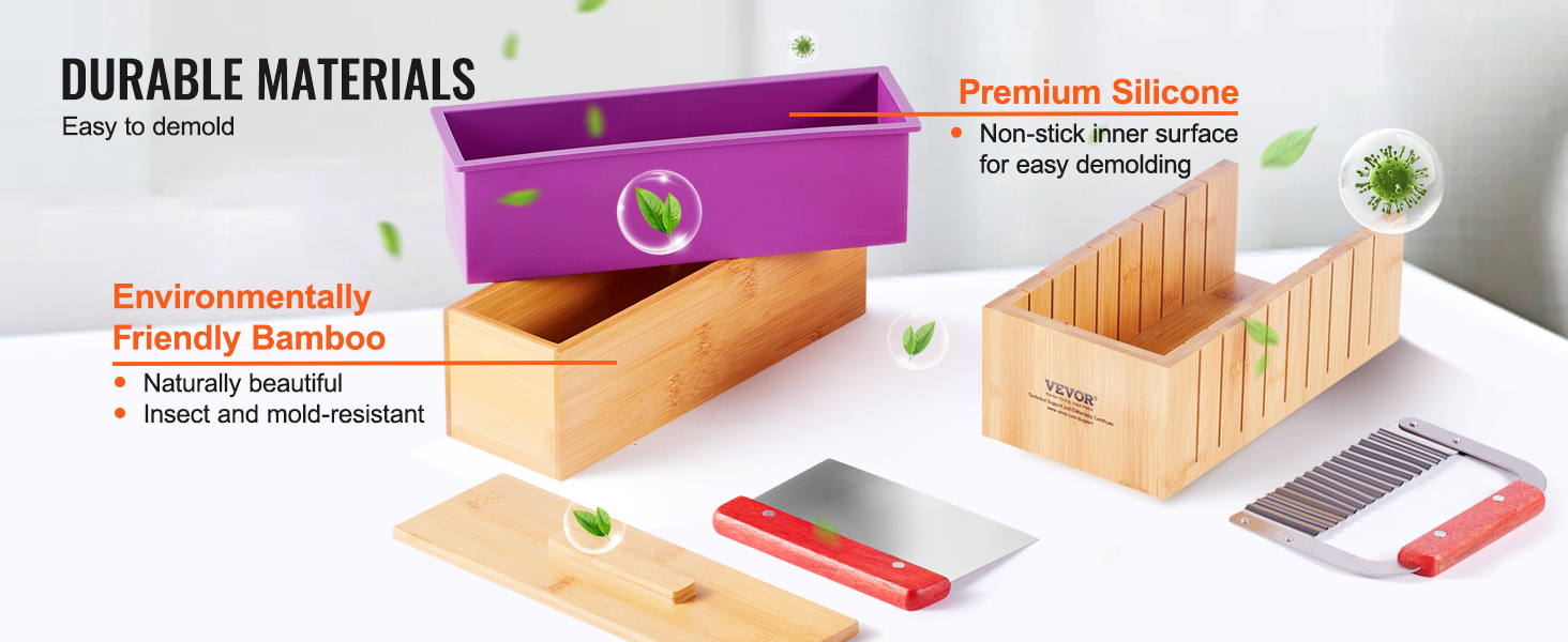 VEVOR Soap Making Kit, Bamboo Cutting Box and Inner Box with Silicone ...