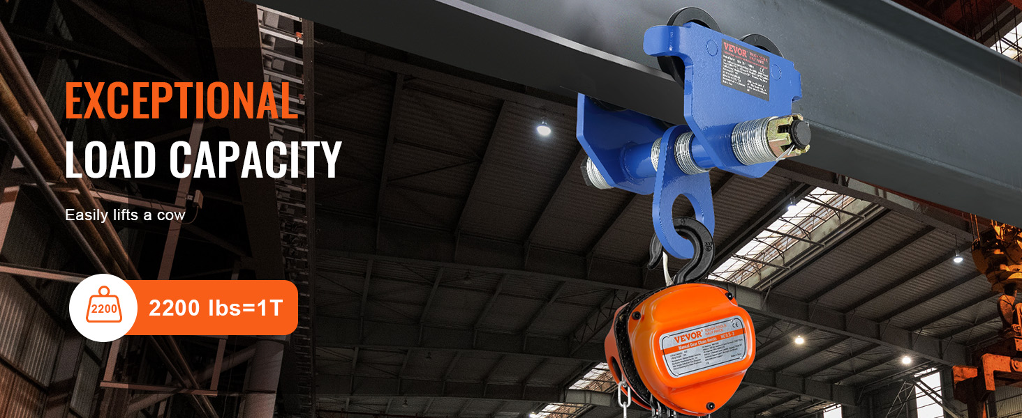 VEVOR Laufkatze 1Tonnen Tragfähigkeit Hallenkran 63,5-177,8mm ...