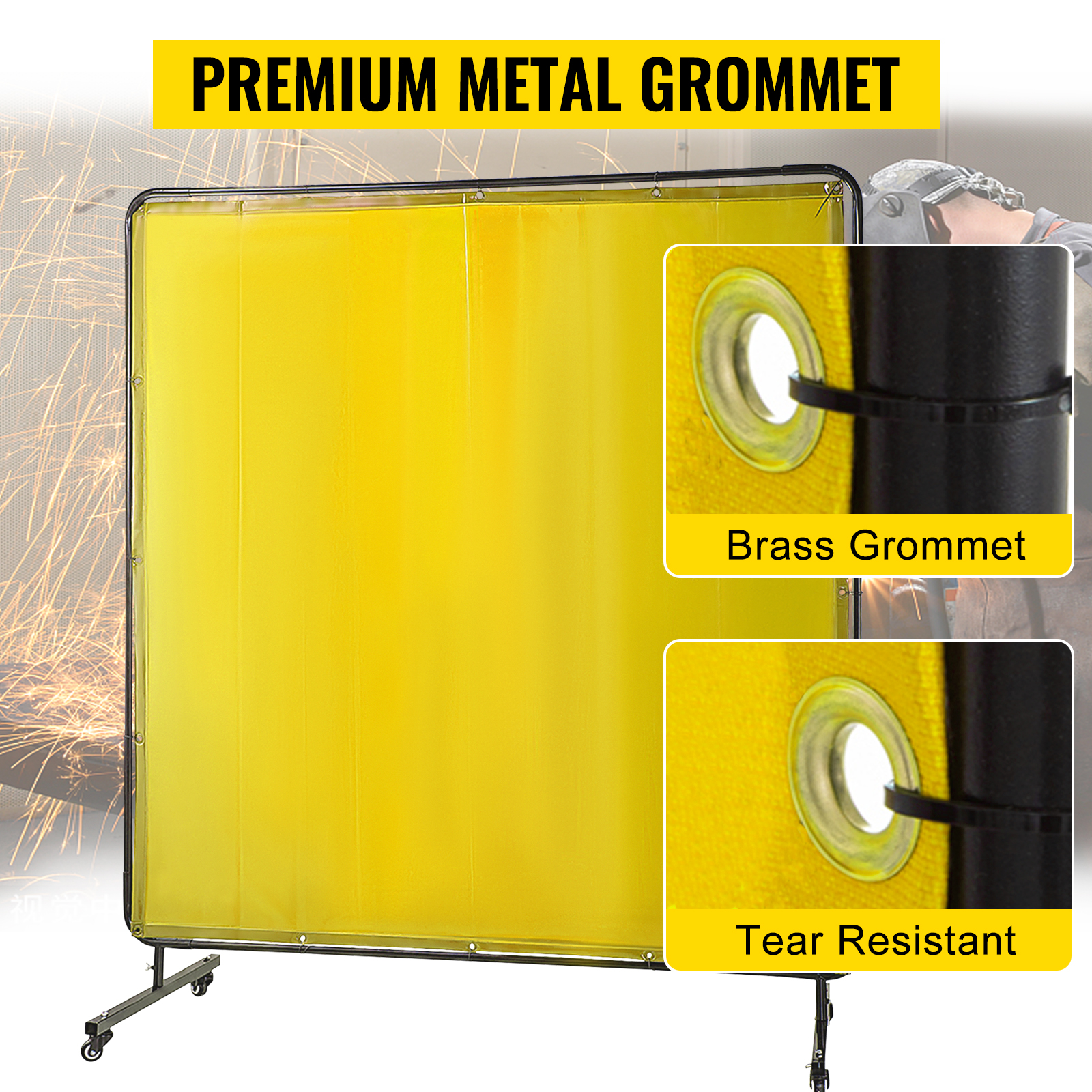 VEVOR Welding Screen with Frame 6' x 6', Welding Curtain with 4 Wheels ...