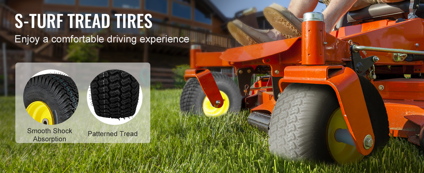 VEVOR Lawn Mower Tires with Rim, 15x6-6" Tubeless Tractor Tires, 2-Pack ...