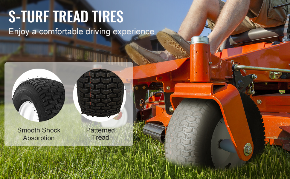 VEVOR Lawn Mower Tires with Rim, 16x6.5-8" Tubeless Tractor Tires, 2 ...
