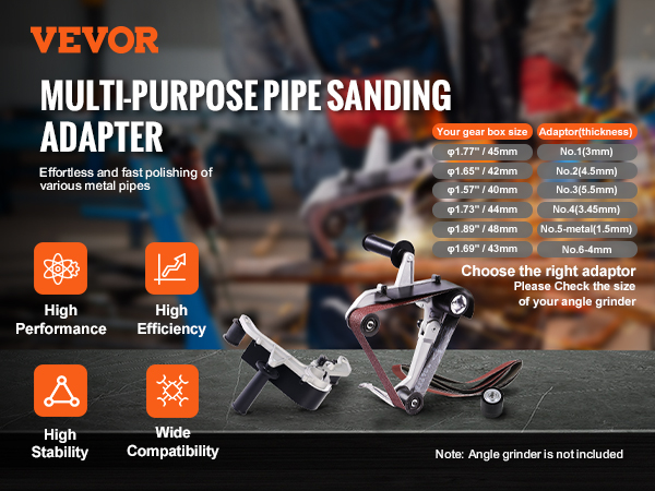 VEVOR Belt Sander Adapter for Angle Grinder, Pipe or Tube Sanding ...
