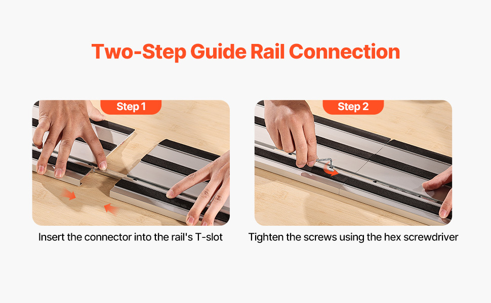 VEVOR Track Saw Guide Rail 110 in 3 Connectors Fit Makita Festool Track ...