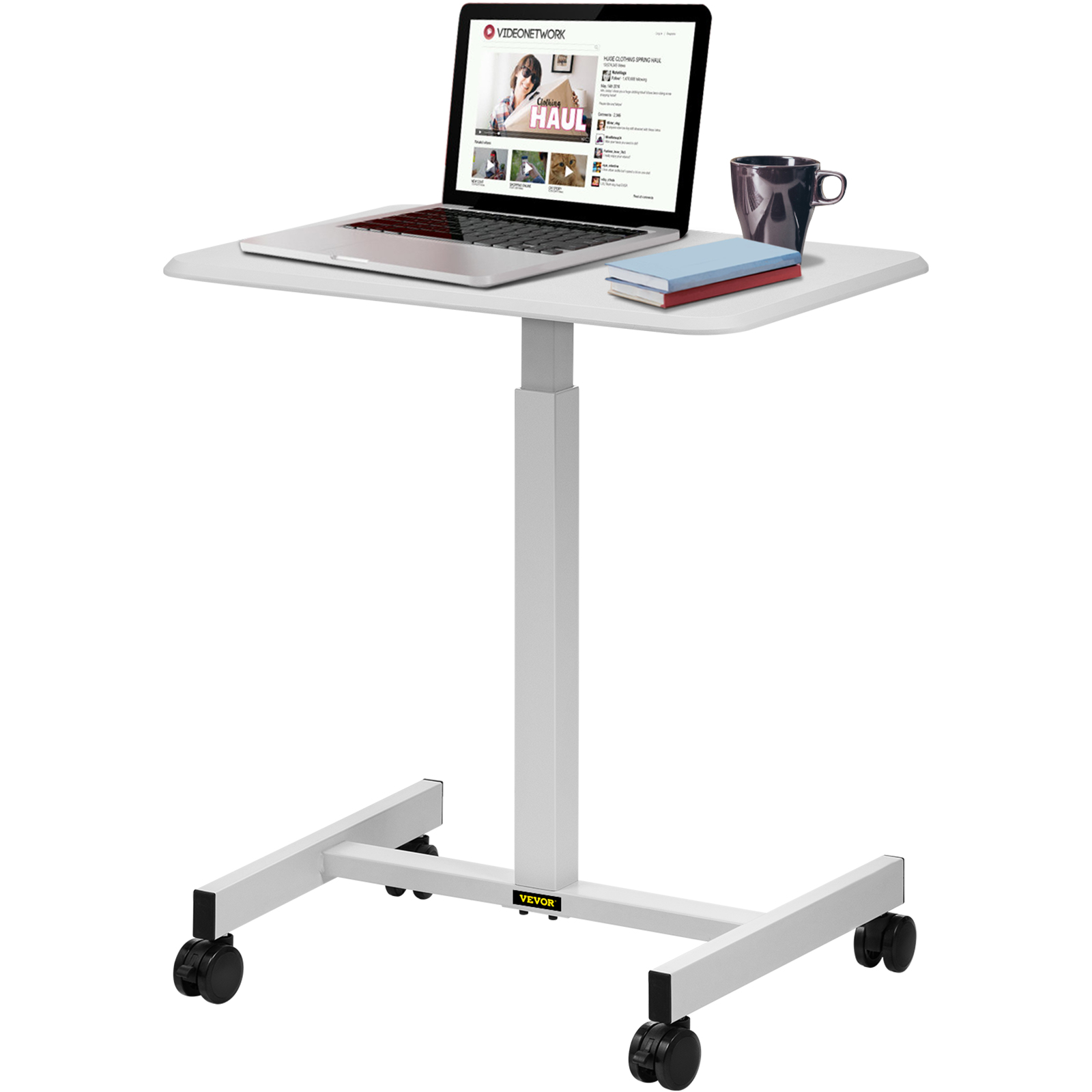 VEVOR Mobile Laptop Desk, 30\" to 43.3\", Height Adjustable Rolling ...