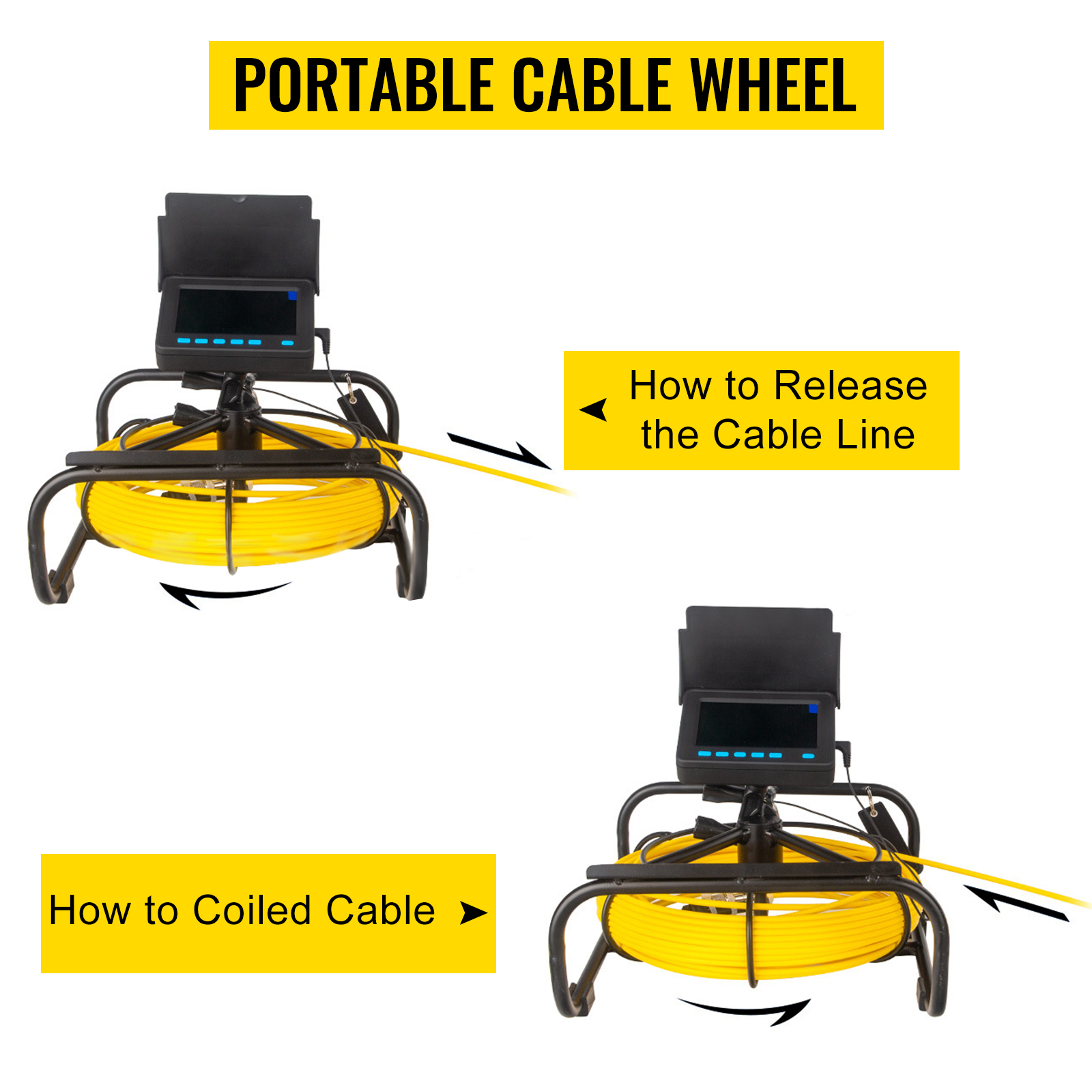 VEVOR Sewer Camera, 65.6FT 4.3" Screen, Pipeline Inspection Camera w ...