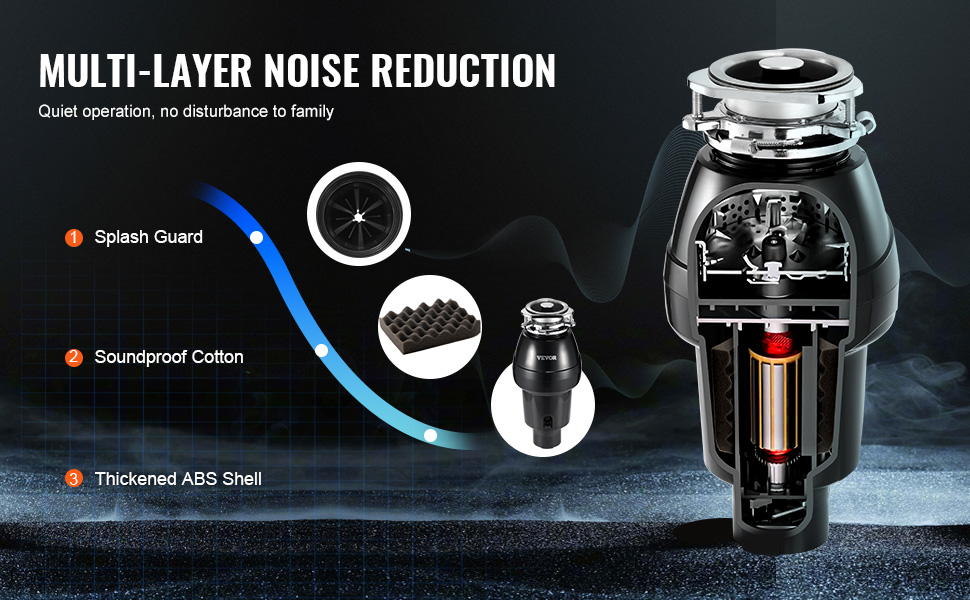 Garbage Disposal 3/4 HP Continuous Food Waste Disposer 3260 RPM 3-Bolt ...
