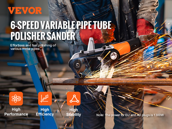 VEVOR Pipe Tube Polisher Sander, 1300W Pipe Belt Sander with 6 Variable ...
