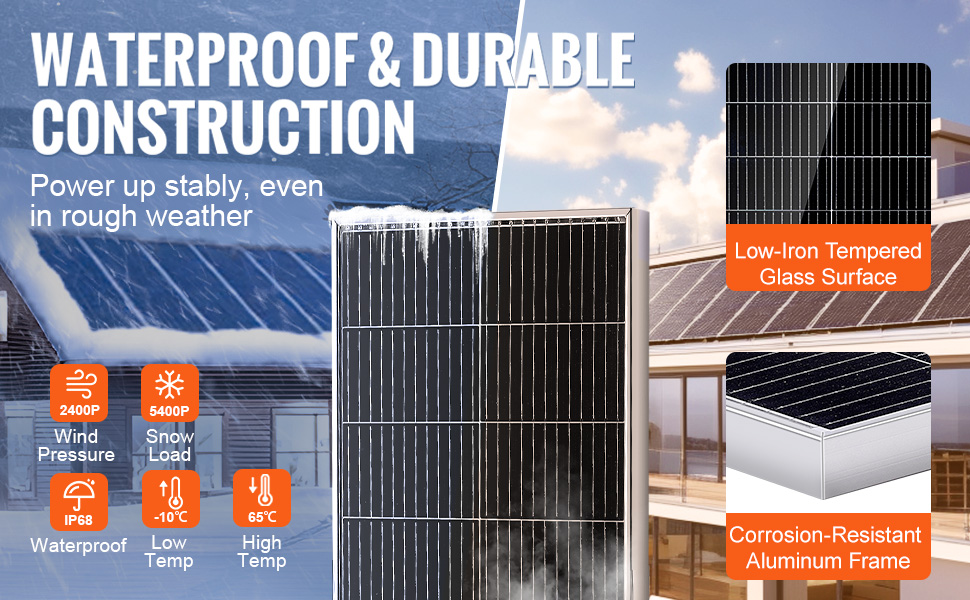 VEVOR 100W Monocrystalline Solar Panel Kit 12V Solar Panel & Charge ...