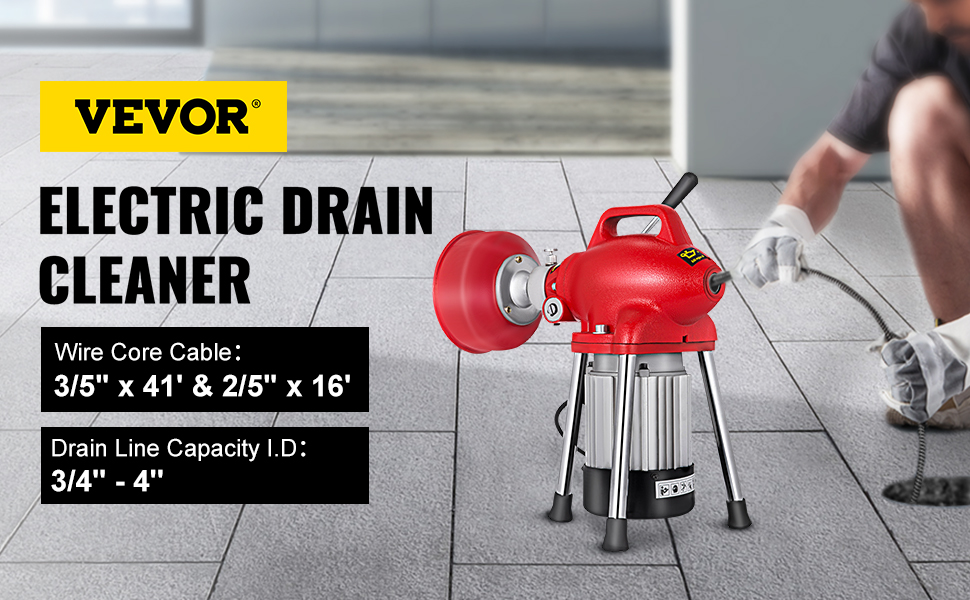 250W Electric Drain Cleaner Auger Pipe Cleaning Machine w/ Cutter ...