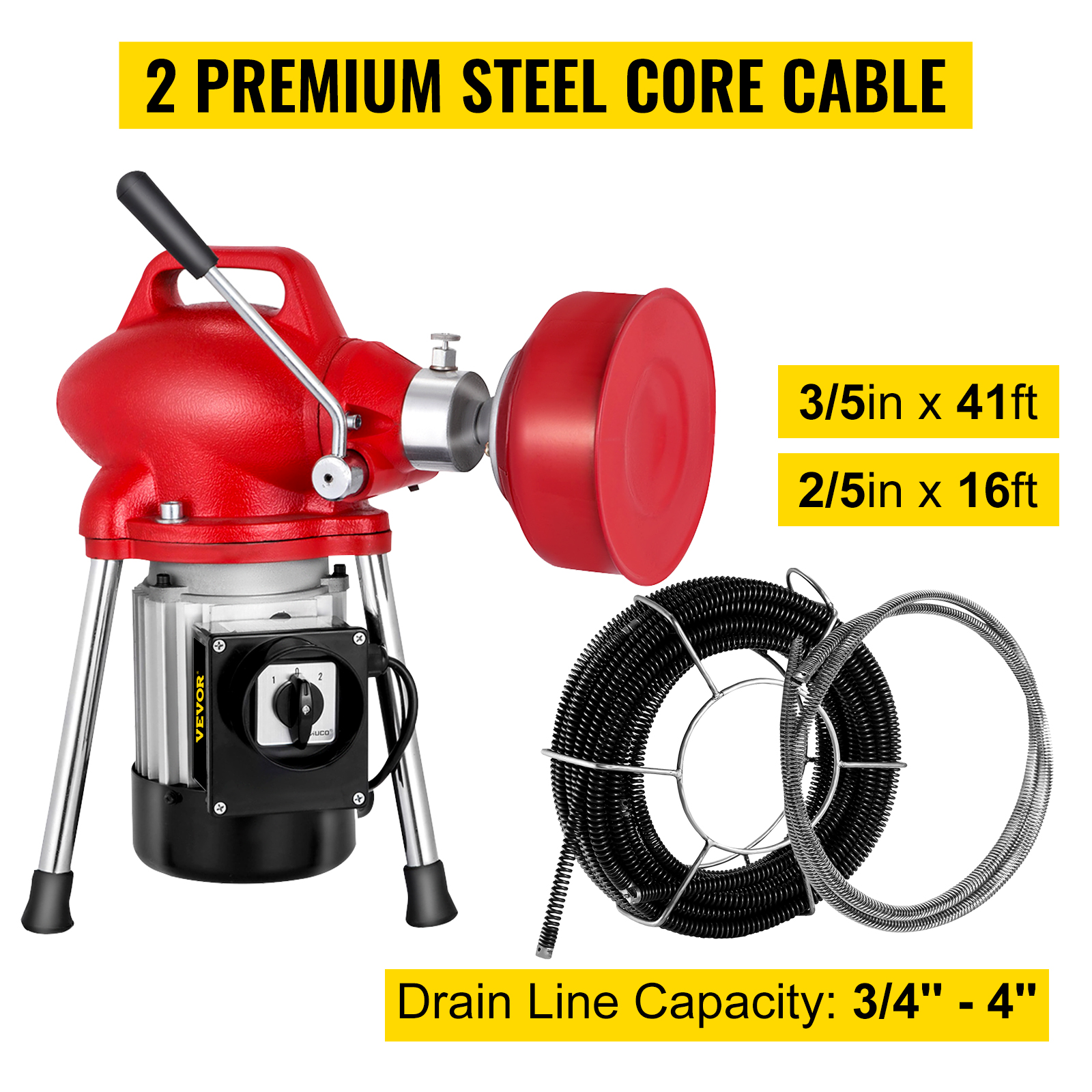 250W Electric Drain Cleaner Auger Pipe Cleaning Machine w/ Cutter ...