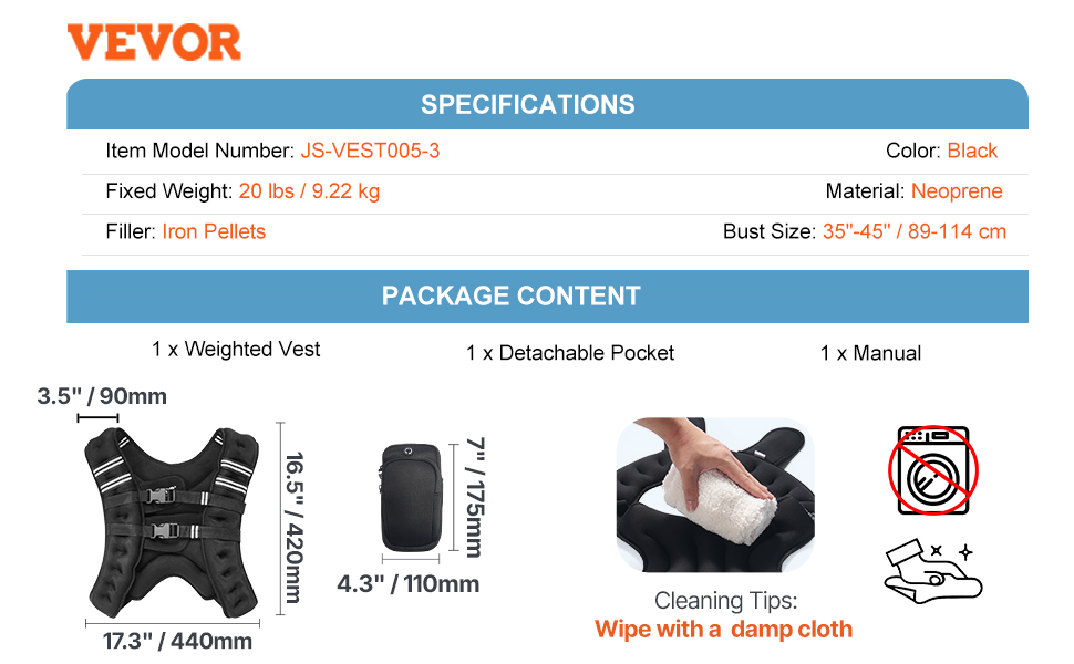 VEVOR 20lb Weighted Vest for Men Women Workout Equipment for Strength ...
