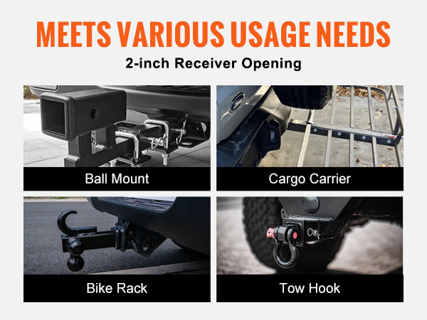 VEVOR Class 3 Trailer Hitch, 2-Inch Receiver, Q455B Steel Tube Frame ...