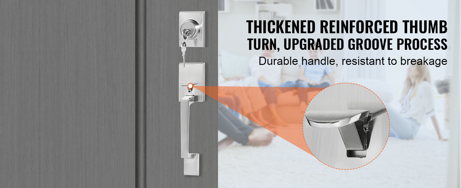 VEVOR Front Door Handle and Deadbolt Set, Satin Nickel Square Handle ...