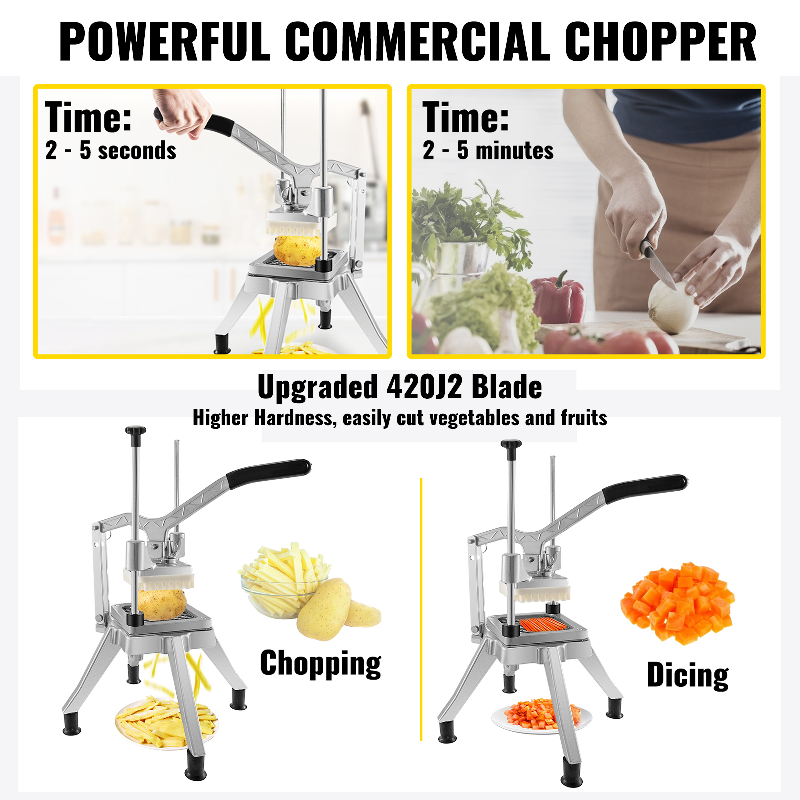 VEVOR Commercial Chopper Commercial Vegetable Chopper with 4 Blades ...