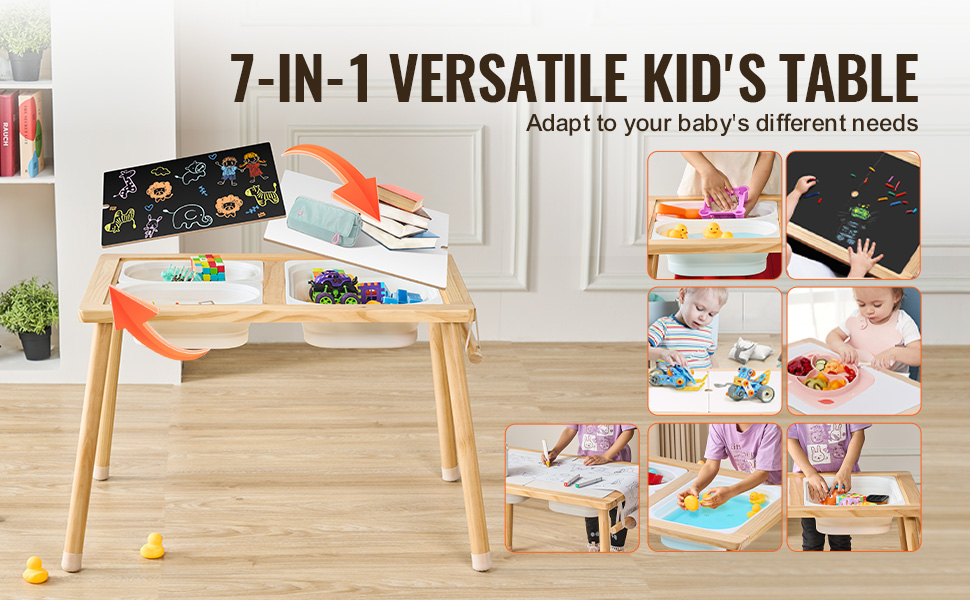 VEVOR Sensory Table for Toddlers, Kids Activity Table with 3 Foldable ...