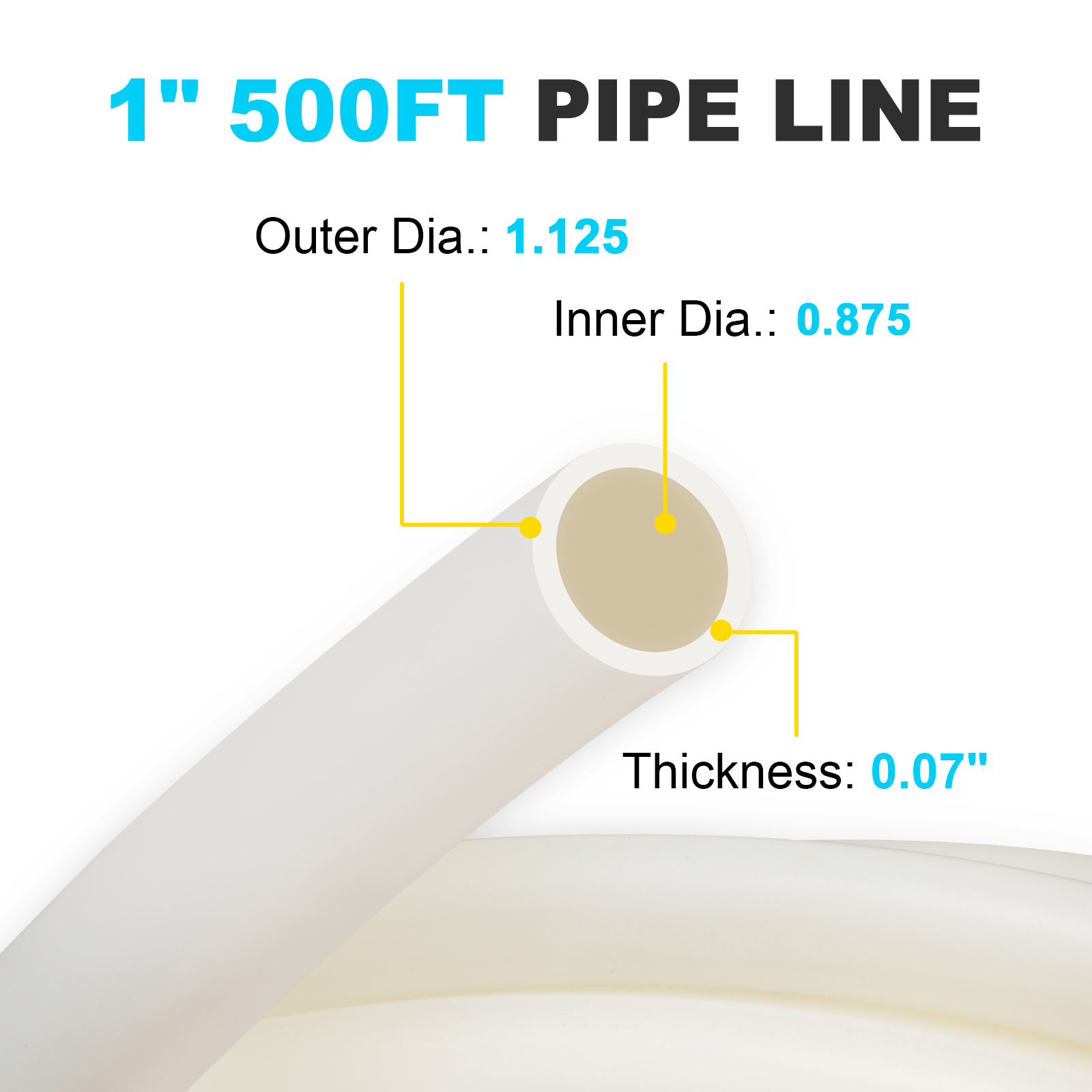 VEVOR PEX Pipe, 1 Inch x 500 FT PEX Tubing, Non Oxygen Barrier White ...