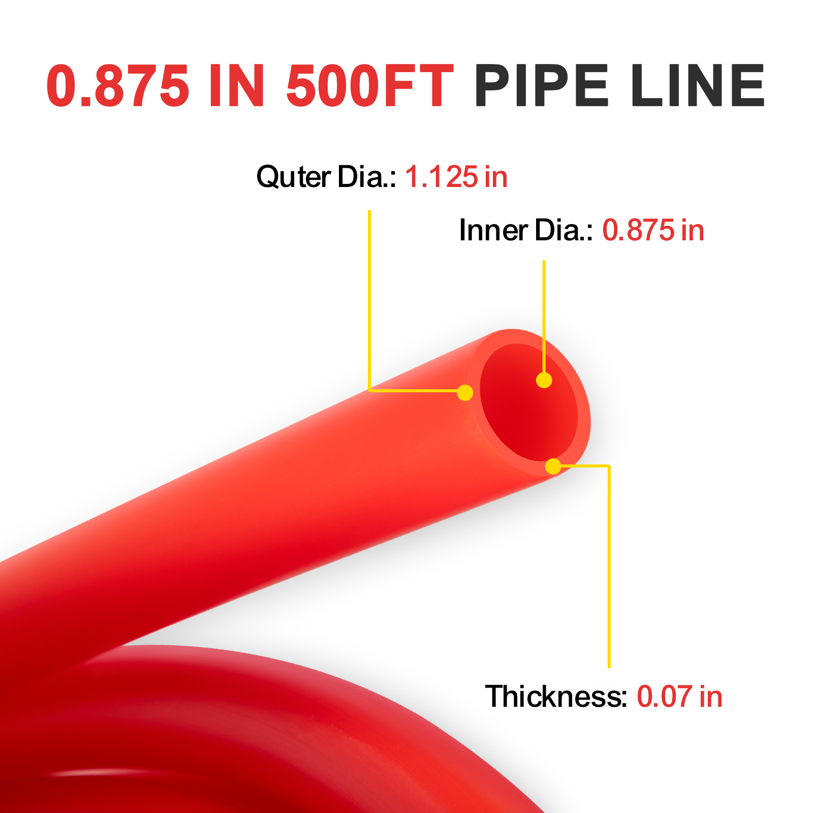 VEVOR PEX Pipe, 1 Inch x 500 FT PEX Tubing, Non Oxygen Barrier Red PEX ...