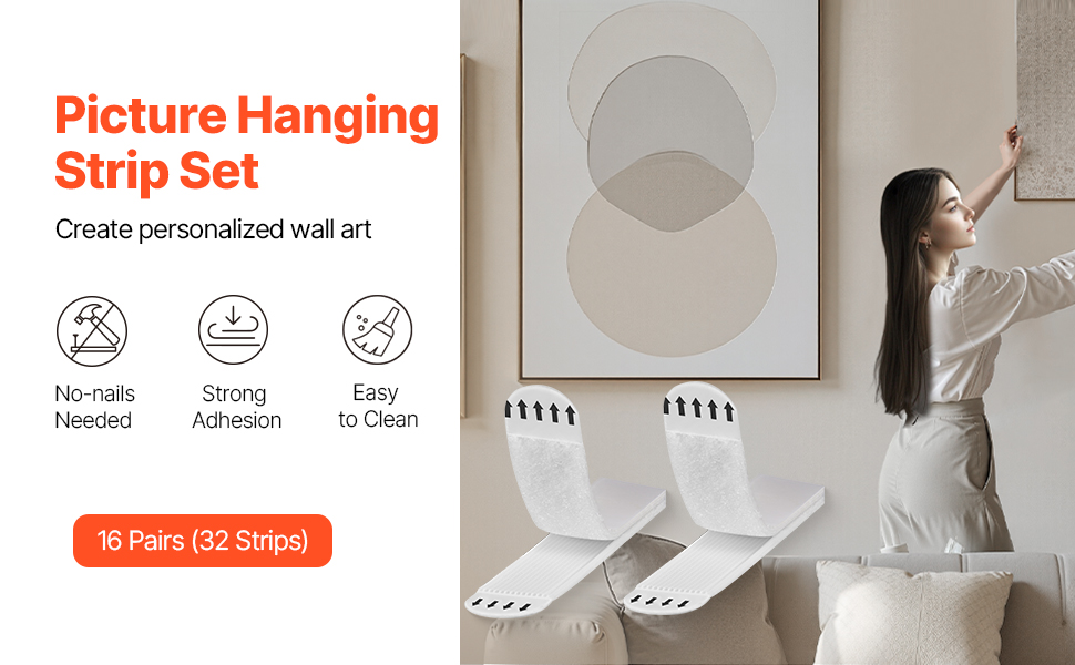 Picture Hanging Strips 16 Pairs X-Large Wall Hanging Strips for Damage ...