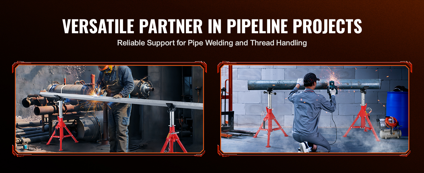 VEVOR V Head Pipe Stand 1/8"-12" Capacity,Adjustable Height 20"-37 ...