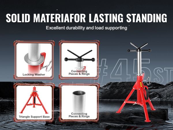 VEVOR V Head Pipe Stand 1/8"-12" Capacity,Adjustable Height 20"-37 ...