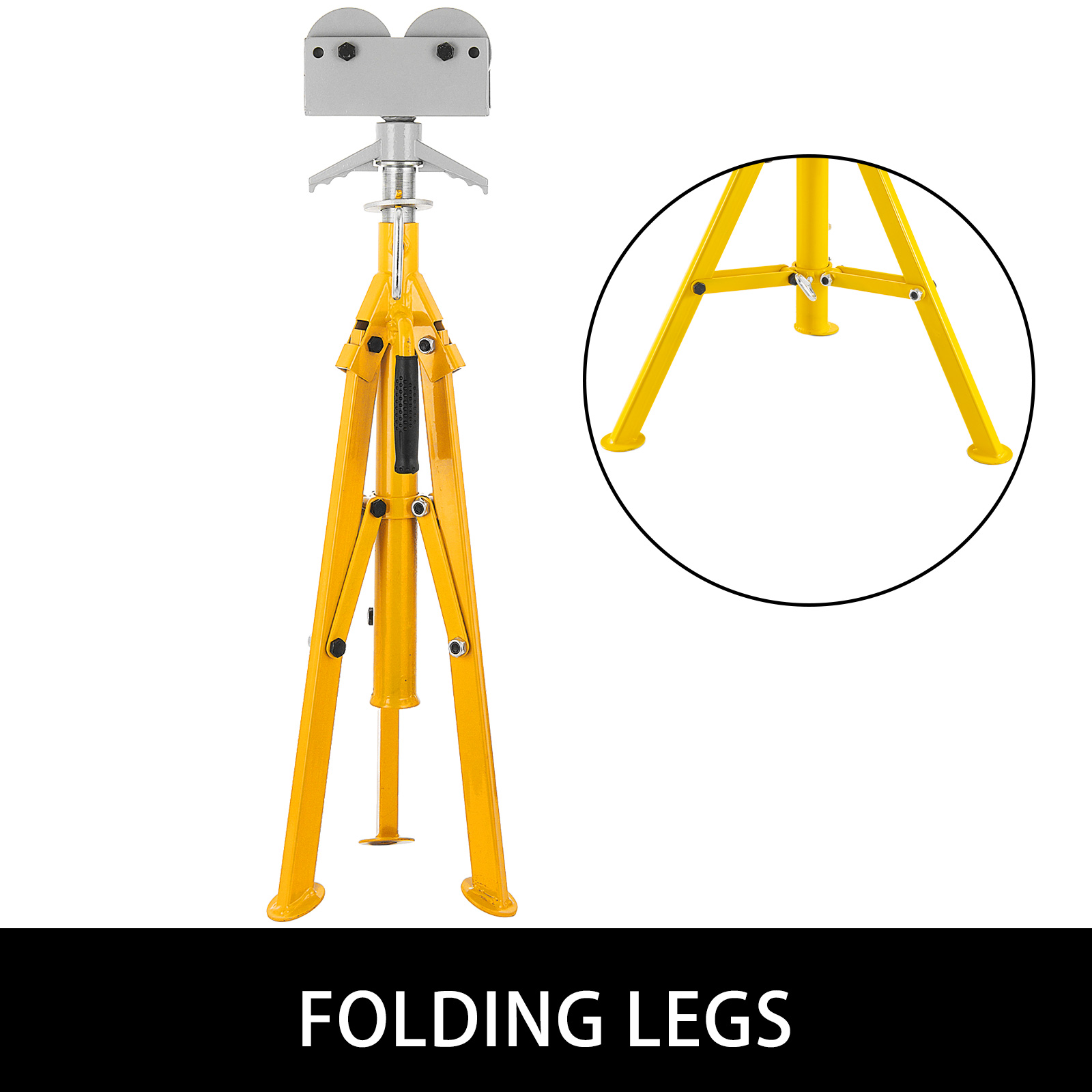 VEVOR 0.5-12 inch Roller Pipe Stand Adjustable Height 32"-55" Pipe ...