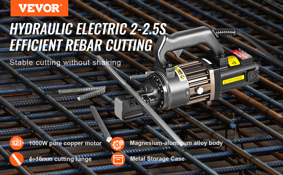 VEVOR 1000W Electric Hydraulic Rebar Cutter Cutting up to 5/8 Inch 4-16mm #5 | VEVOR CA