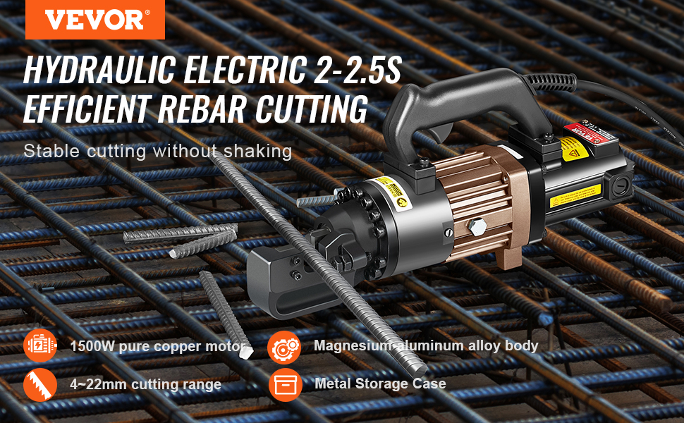 VEVOR 1500W Electric Hydraulic Rebar Cutter Cutting up to 7/8 Inch #7 4-22mm | VEVOR US