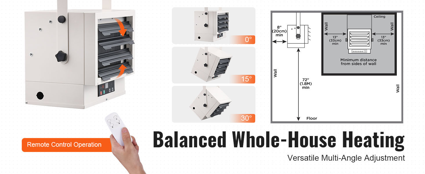 VEVOR Electric Garage Heater, 7500-Watt Digital Fan-Forced Wall/Ceiling ...