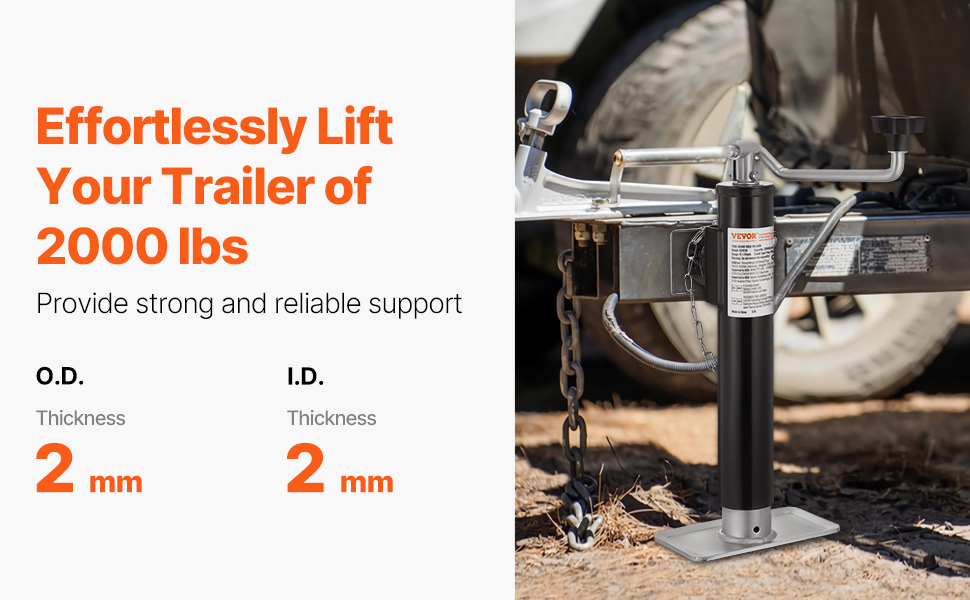 Trailer Jack Weld-on Pipe Mount Swivel Trailer Jack 2000 lbs 10" Travel ...