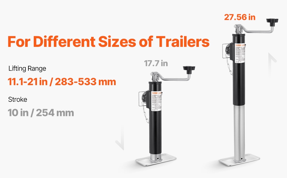 Trailer Jack Weld-on Pipe Mount Swivel Trailer Jack 2000 lbs 10" Travel ...