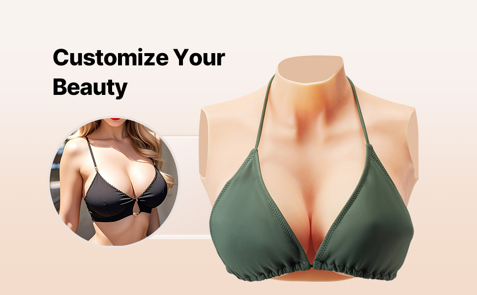Silicone Breastplate E-Cup High Neckline Fake Breasts for Cosplay Drag ...