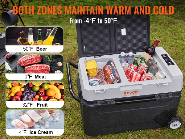 VEVOR Car Refrigerator, 12 Volt Car Refrigerator Fridge, 40QT/38L Dual ...